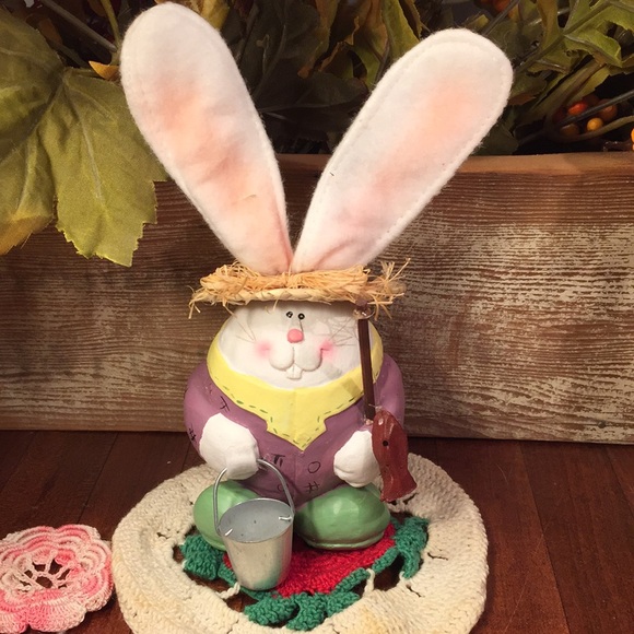 Accents | 7 Tall Easter Bunny Figurine With Fishing Pole | Poshmark